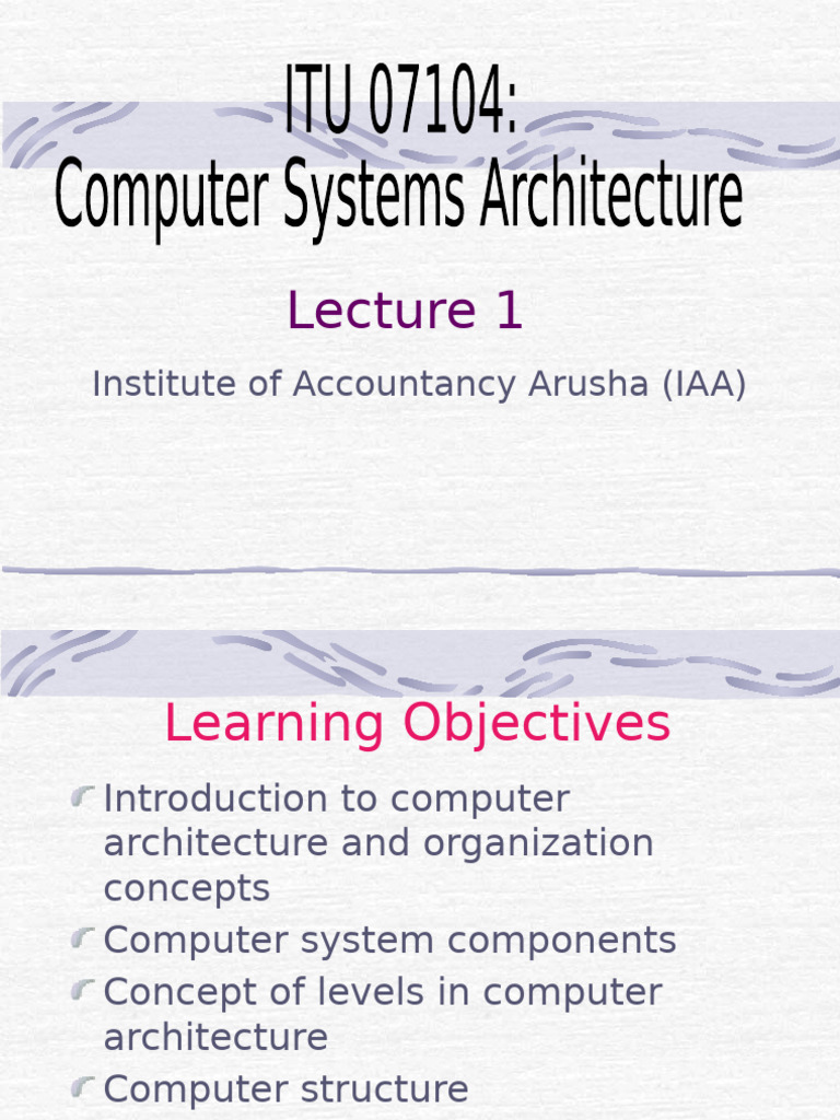 Lecture 1computer System Architecture Pdf Central Processing Unit 3792