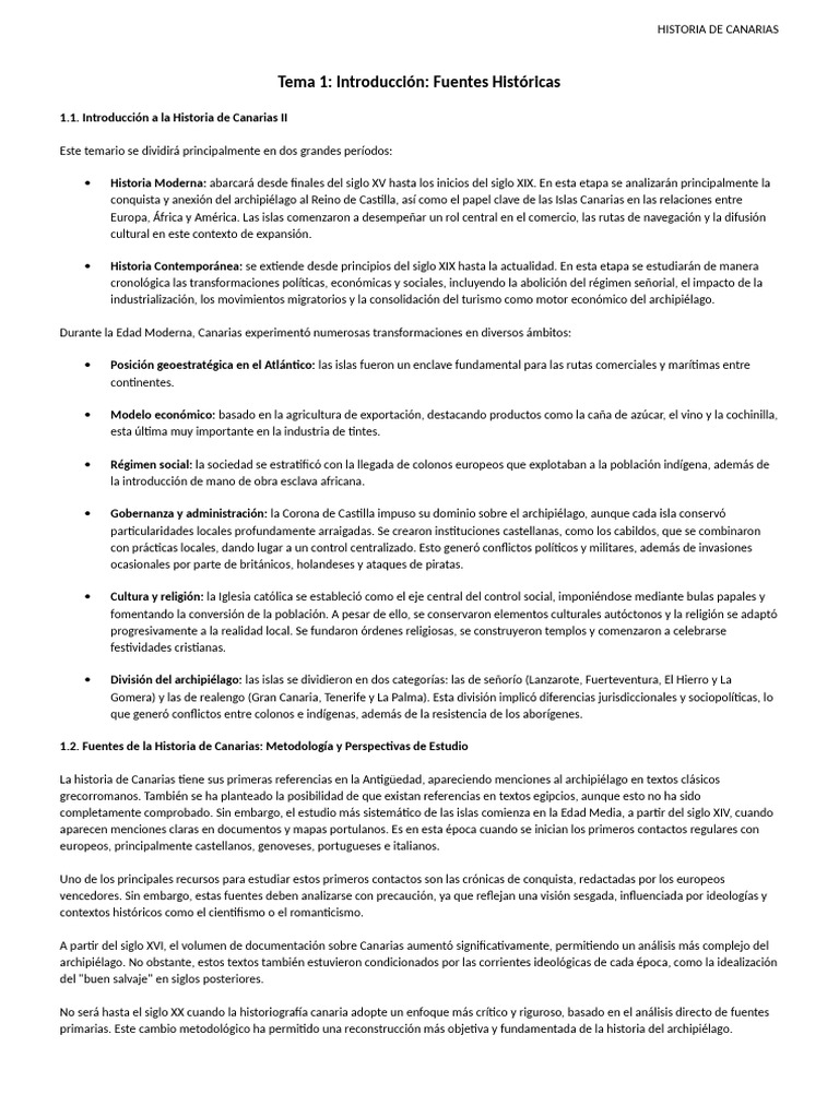 Historia de Canarias: Períodos y Fuentes | PDF | Islas Canarias ...
