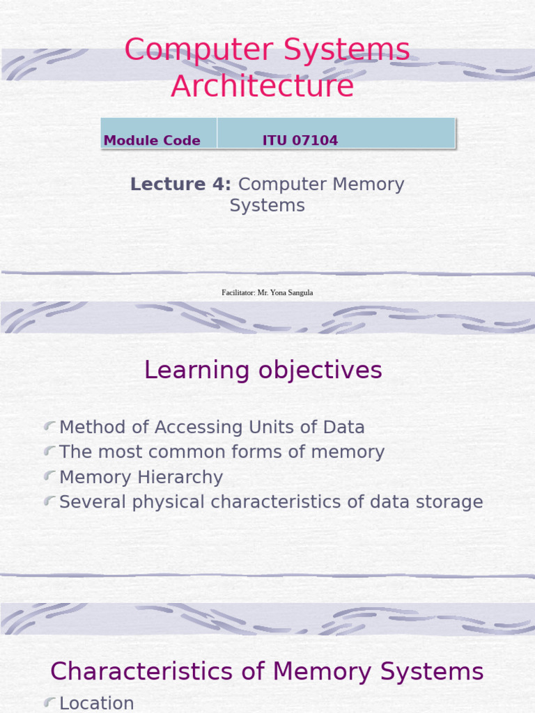 Lecture 4 Characteristics of Memory Systems | PDF | Computer Data Storage | Cpu Cache