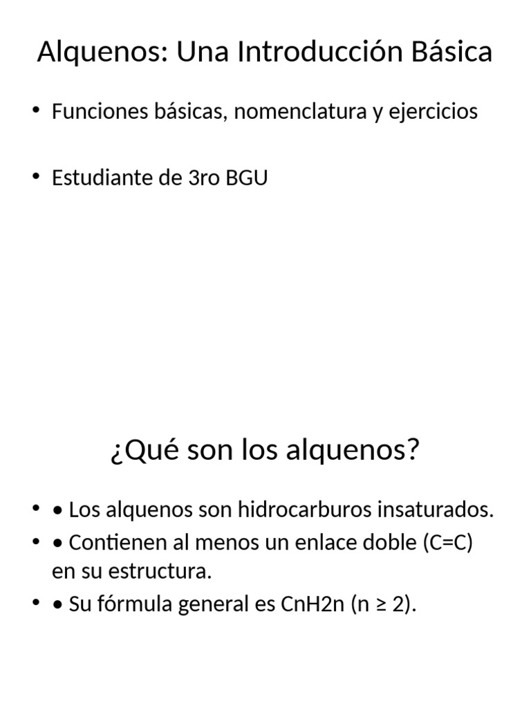 Introducción a los Alquenos: Nomenclatura y Propiedades | PDF