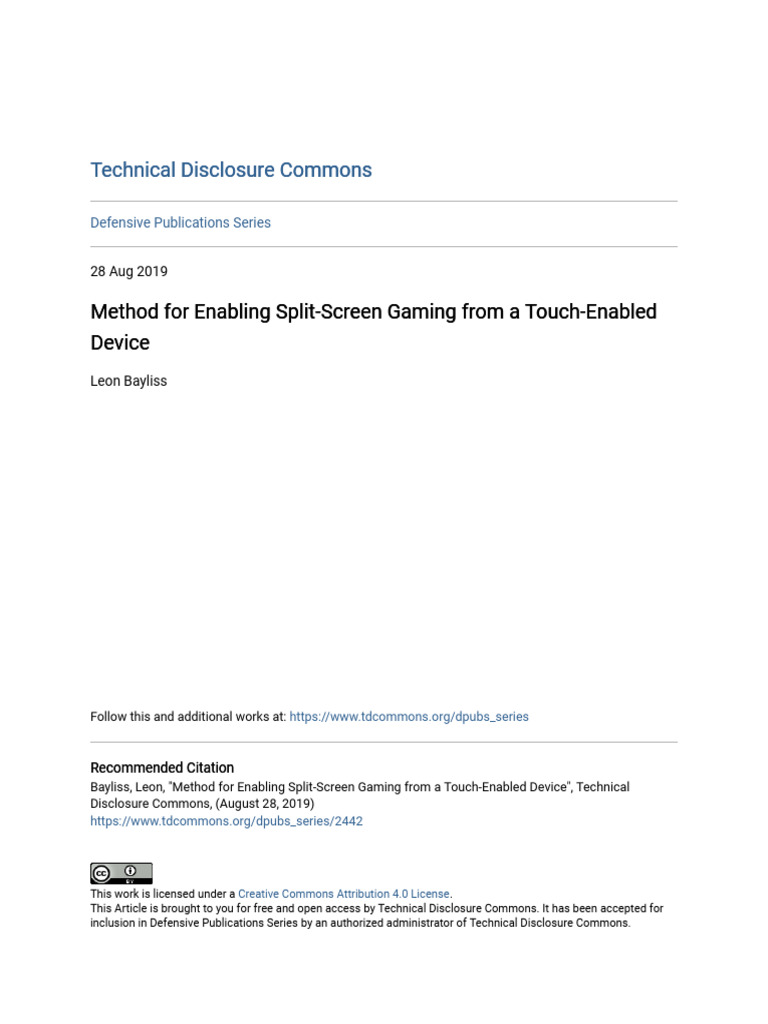 Split-Screen Gaming Gesture Method | PDF | Touchscreen | Video Games