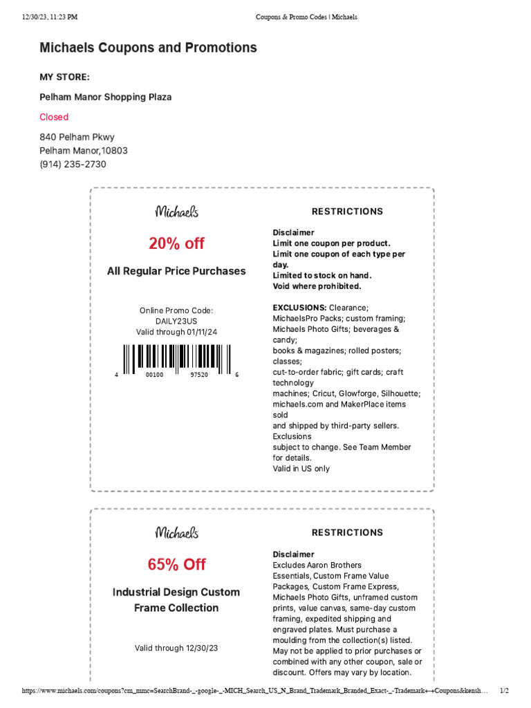 Coupons & Promo Codes - Michaels | PDF | Coupon