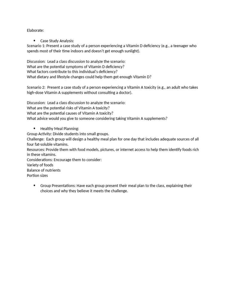 Nutrition Case Studies & Meal Planning | PDF