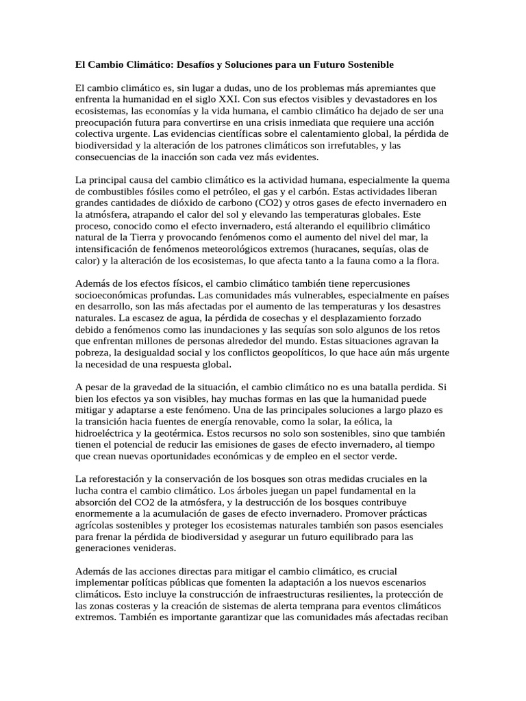 El Cambio Climático | PDF | Cambio climático | Sustentabilidad