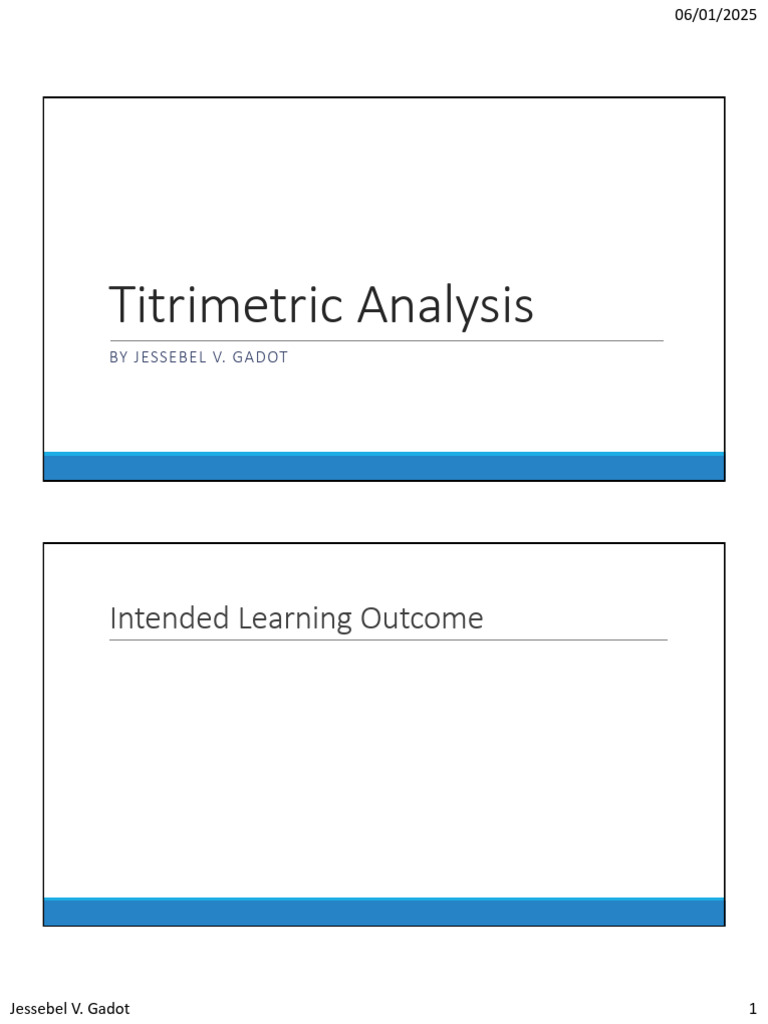 VB Titrimetric Methods of Analysis | PDF | Titration | Chemistry