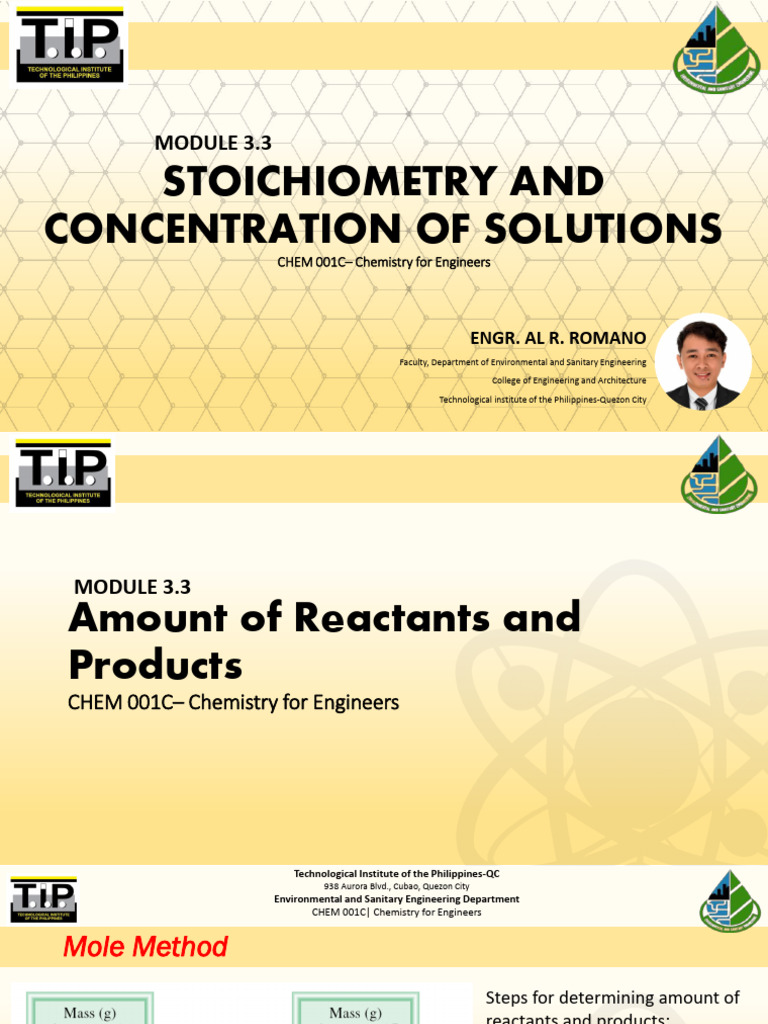 Stoichiometry and Solution Concentration | PDF | Stoichiometry | Mole ...