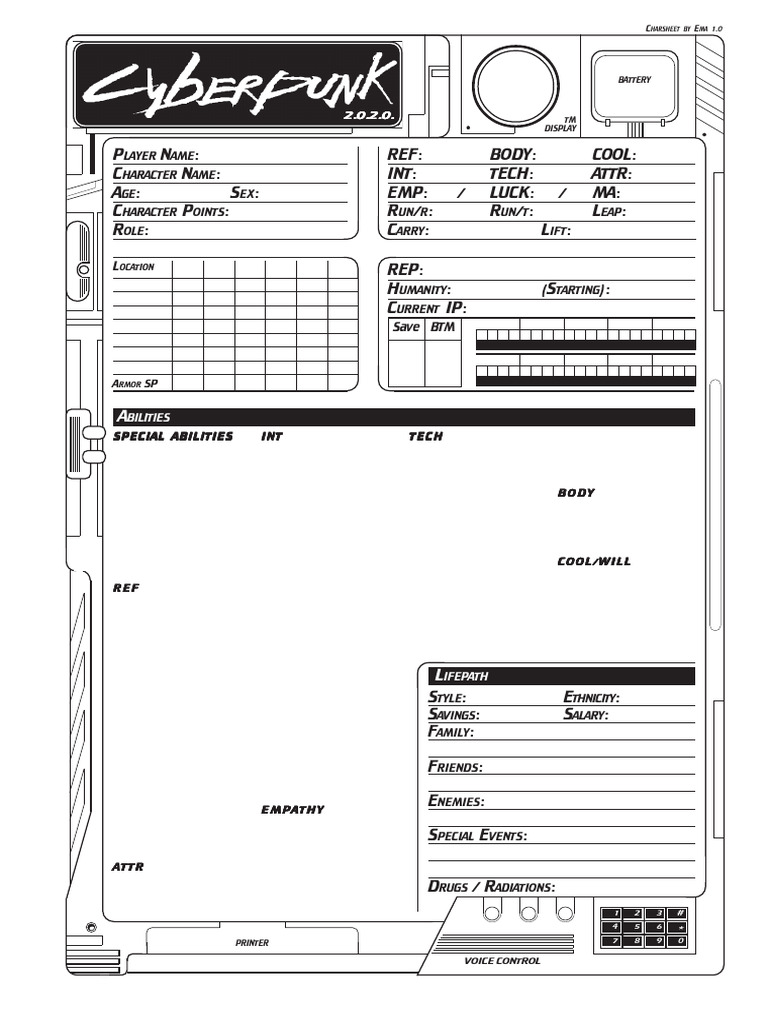 Cyberpunk 2020 - Character Sheet 1.0 | PDF