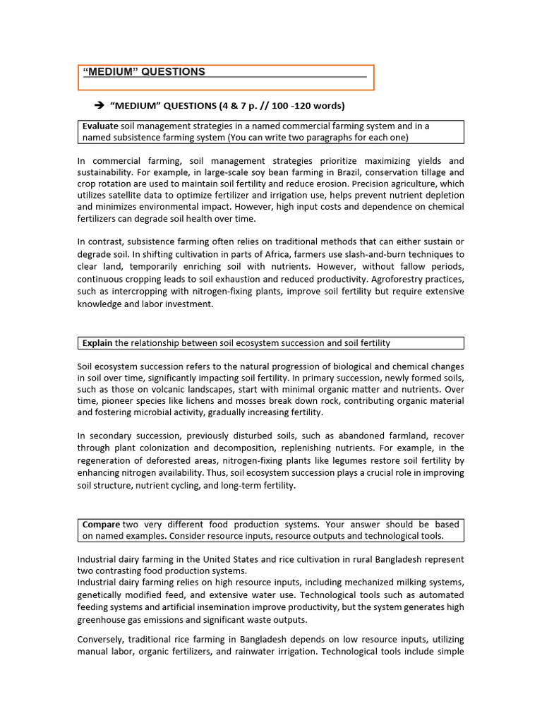 5.3. - Medium Questions and Essay | PDF | Agriculture | Sustainable ...