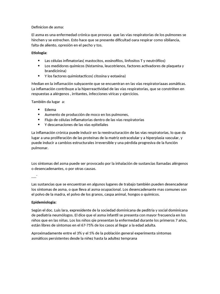 Definición y causas del asma | PDF
