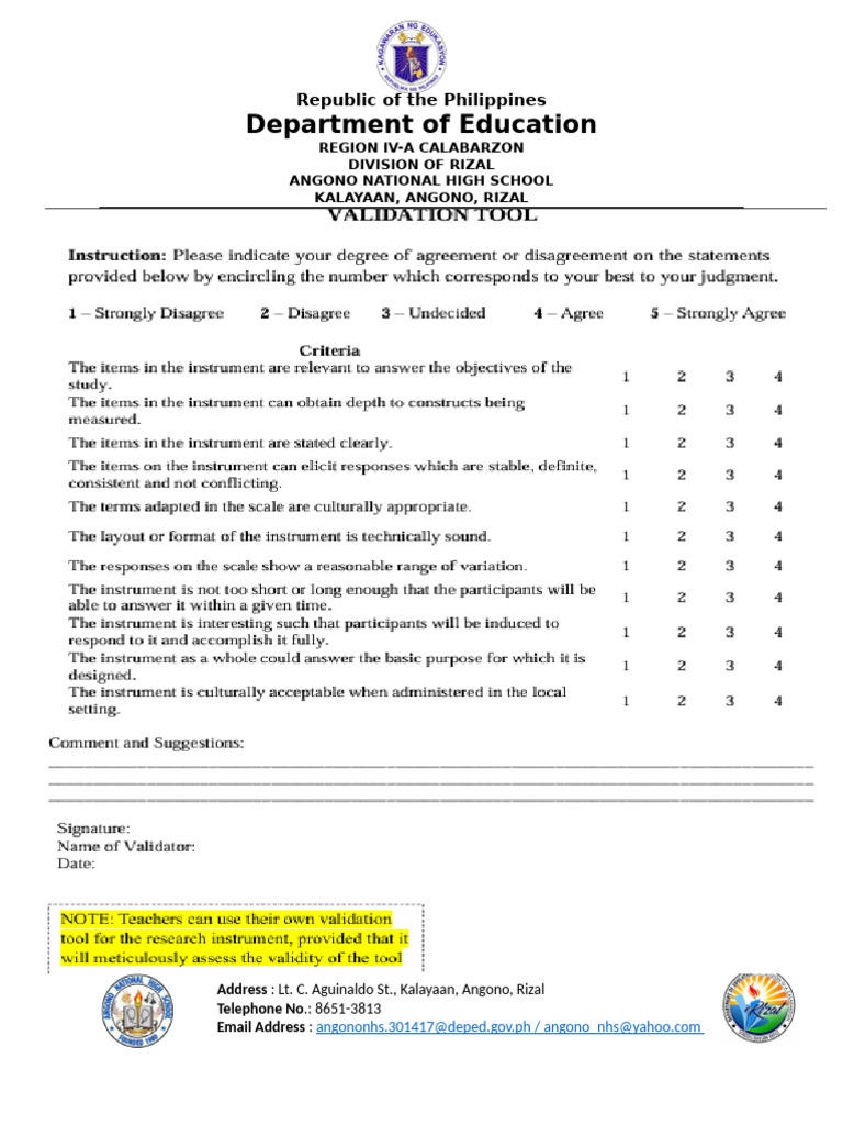 Research Instrument Validation Certification | PDF