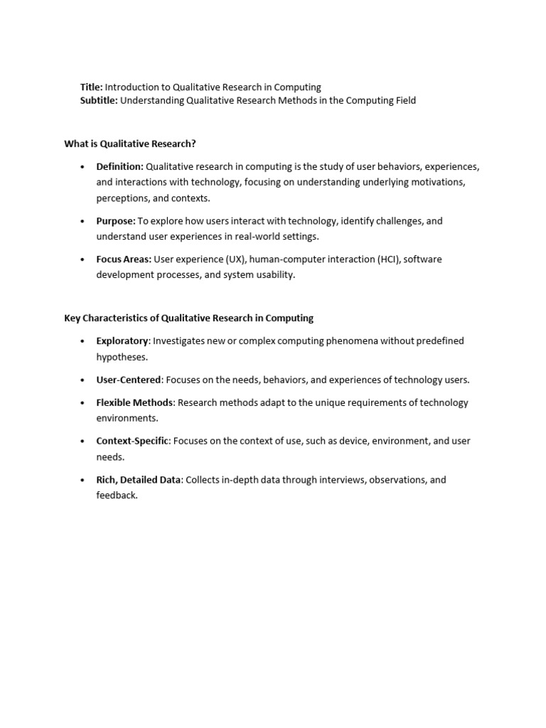 3 Introduction To Qualitative Research in Computing | PDF | Qualitative Research | Usability
