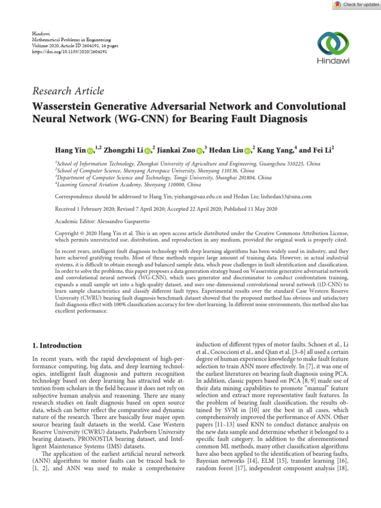 Mathematical Problems in Engineering - 2020 - Yin - Wasserstein Generative Adversarial Network ...