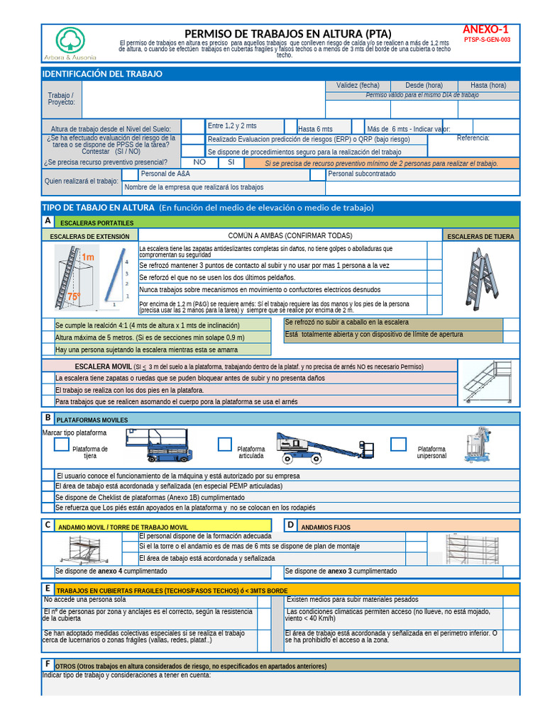 AA MON Work at Height Permit | PDF