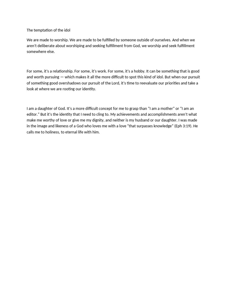 Identifying Modern Idols in Worship | PDF