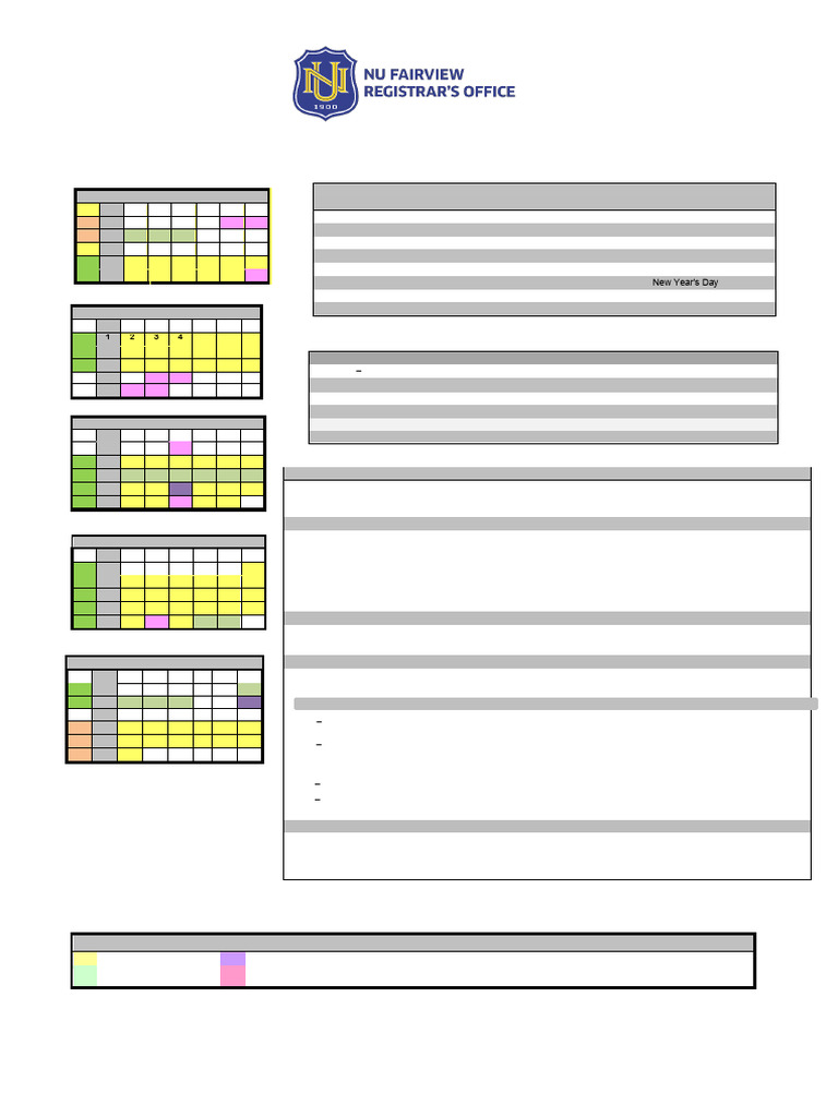 NU Fairview Detailed Calendar TERM-2-AY2024-2025 | PDF | Christian ...