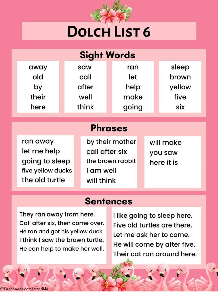 Dolch Words 6-9 | PDF
