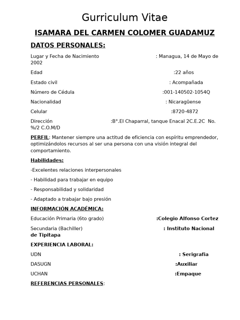 Currículum Vitae de Isamara Colomer | PDF