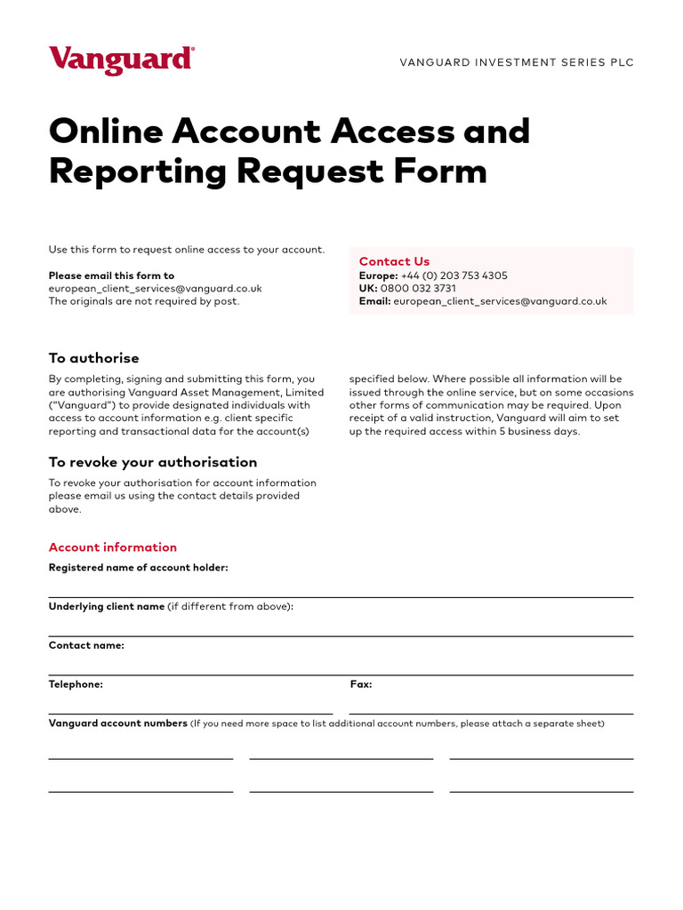 Ireland Domiciled Online Account Access Request Form | PDF | User (Computing) | Cyberspace