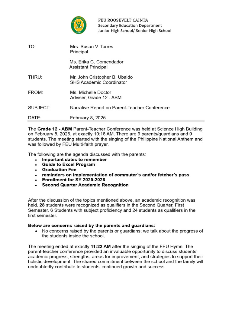 Grade 12 - ABM A 2nd PTC Narrative Report | PDF