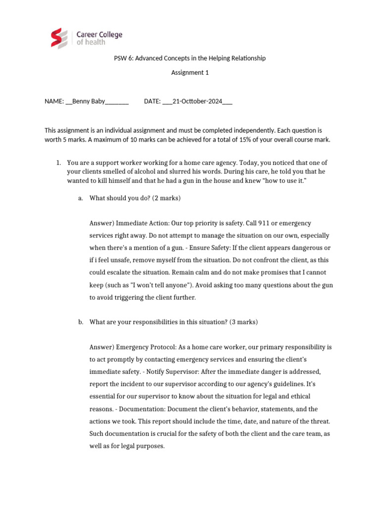 PSW 6 Assignment1 | PDF | Emergency