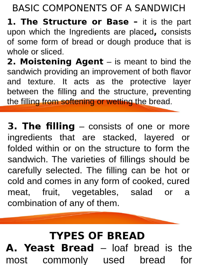 Basic Components of A Sandwich. | PDF | Breads | Sandwich