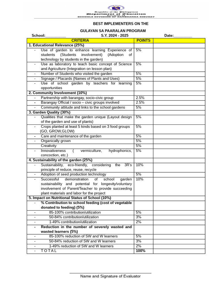 GPP Evaluation Form | PDF | Agriculture | Economy And The Environment