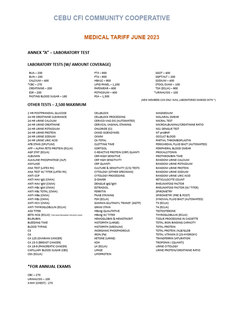 Mmaf Tariff June2023 | PDF | Medical Imaging | Surgery