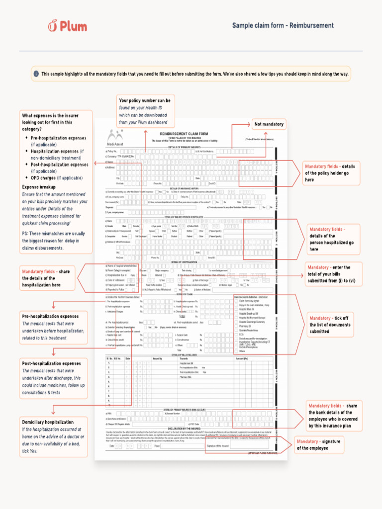 Medi Assist Reimbursement - Sample Claim Form | PDF | Reimbursement