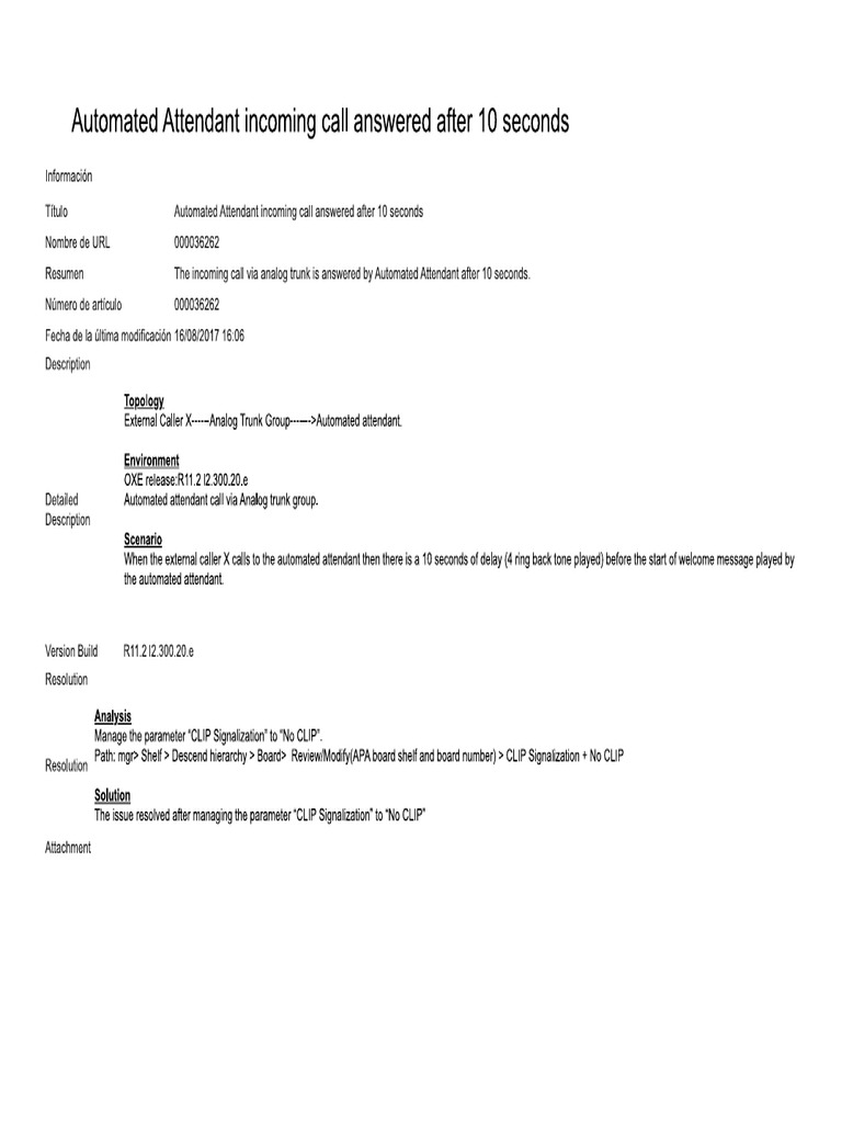 Automated Attendant Incoming Call Answered After 10 Seconds | PDF