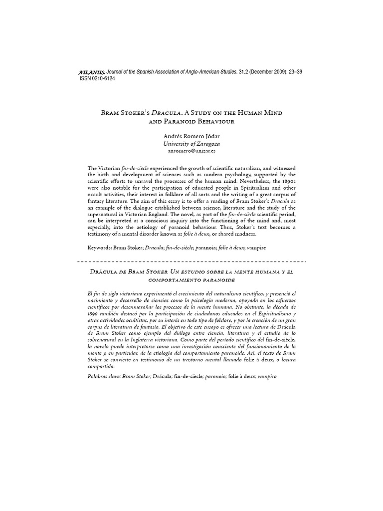 Bram Stoker S Dracula A Study On The Hum | PDF | Abraham Van Helsing ...