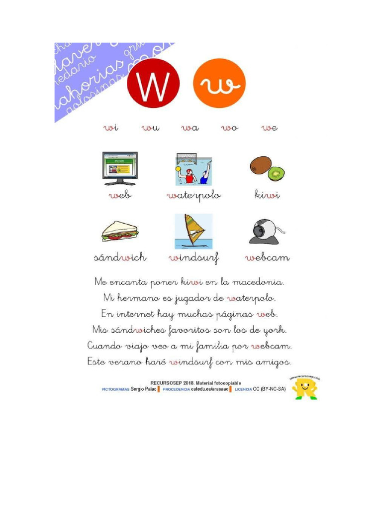 Lectura Del Fonema W | PDF