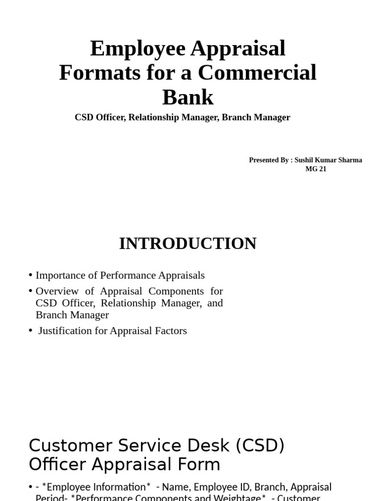 Bank Employee Appraisal Formats Guide | PDF | Performance Appraisal ...