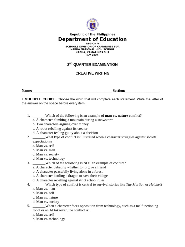 Test Question in CReative Writng | PDF