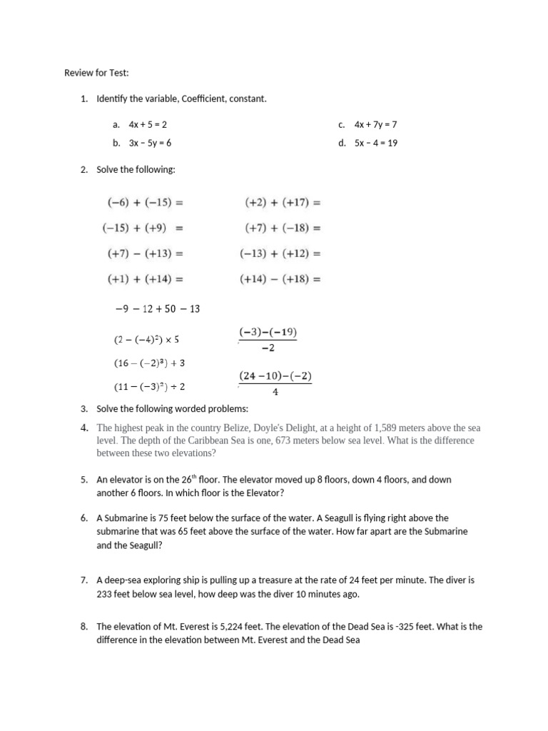 2nd Review For Test | PDF