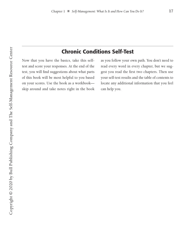 Chronic Condition Self-Test | PDF | Dieting