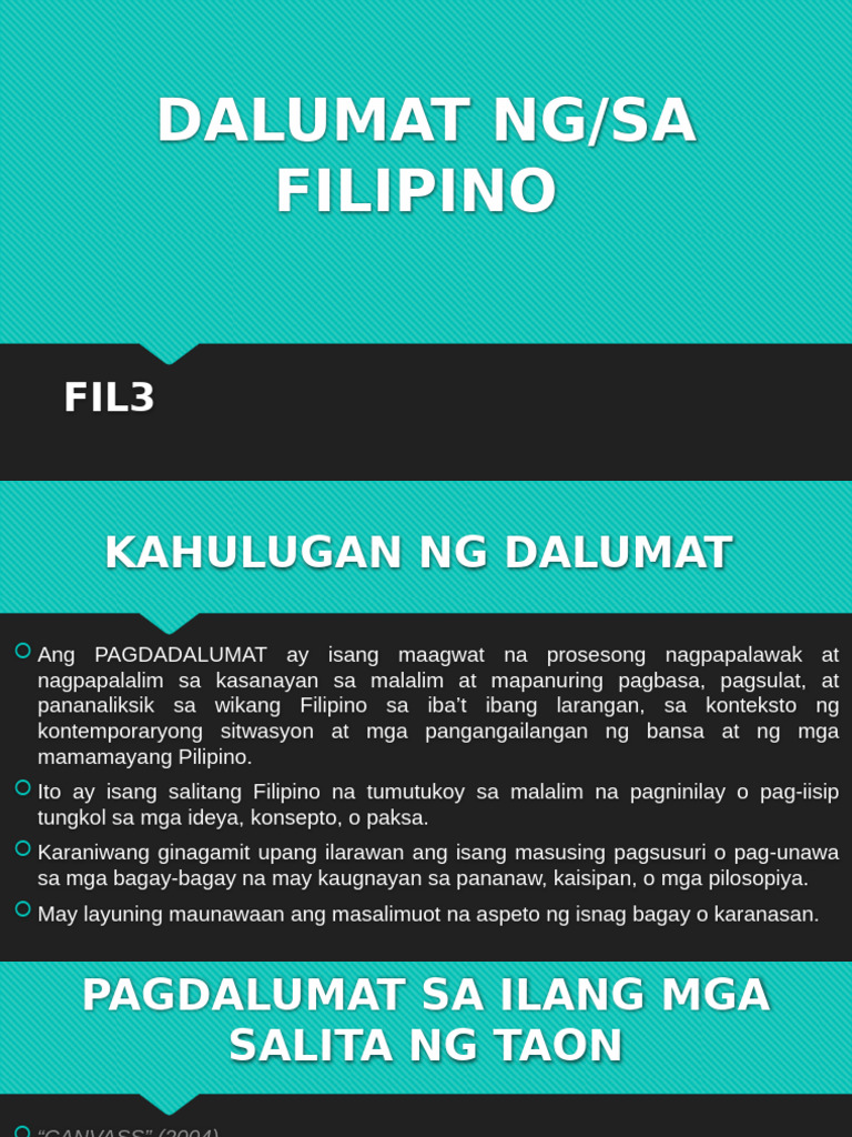 Dalumat Ng/Sa Filipino | PDF