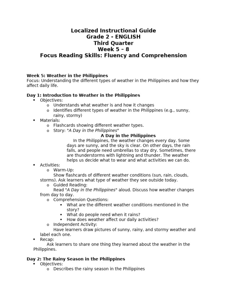 Grade 2 Weather & Animal Habitats Guide | PDF | Learning | Fluency