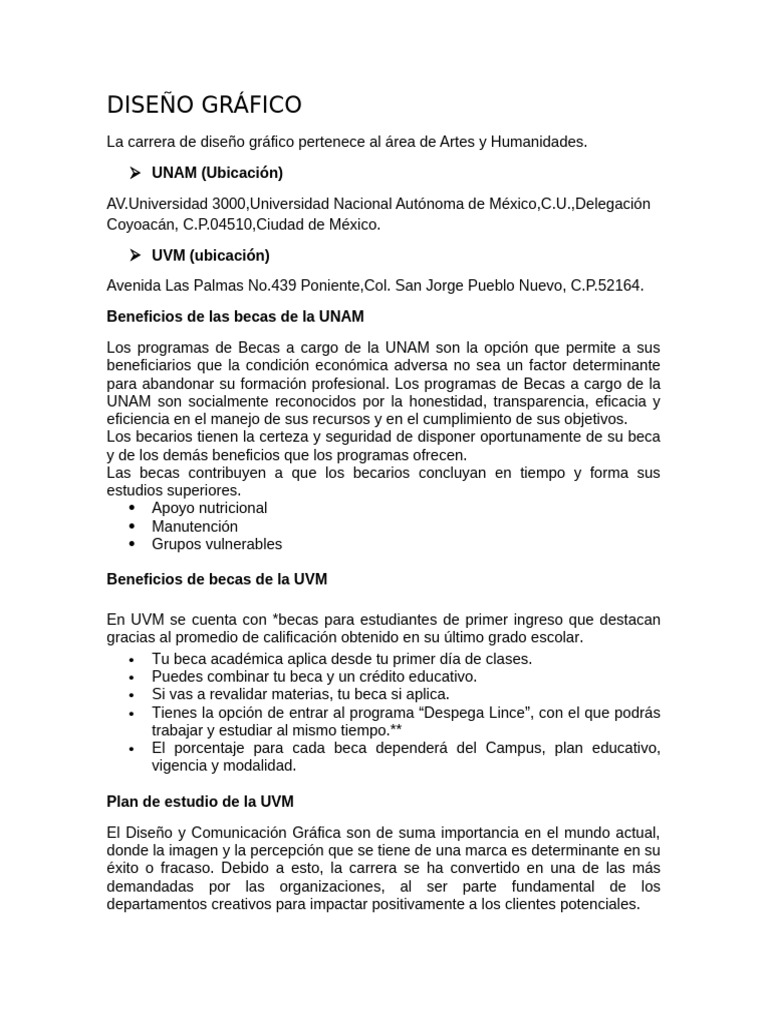 Diseño Gráfico: Becas y Planes de Estudio | PDF | Diseño