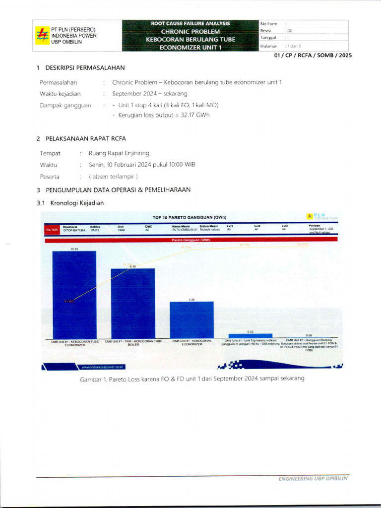 Rcps Rcfa Kebocoran Berulang Tube Economizer Unit 1 | PDF