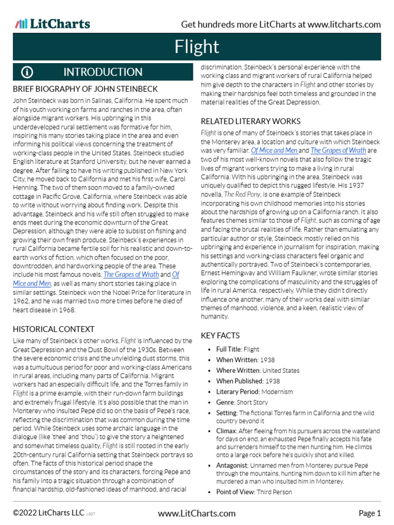 Flight LitChart | PDF | John Steinbeck