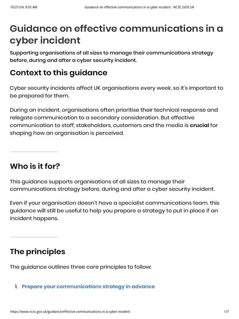 Effective Communications in A Cyber Incident | PDF | Communication | Computer Security