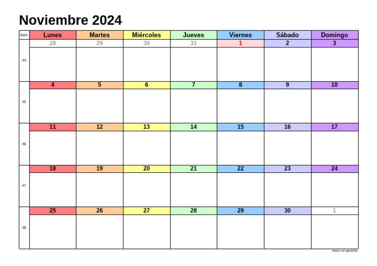 Calendario de Noviembre 2024 | PDF