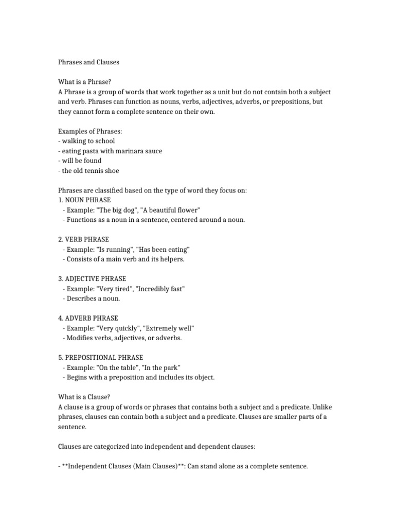 Phrases and Clauses Presentation | PDF