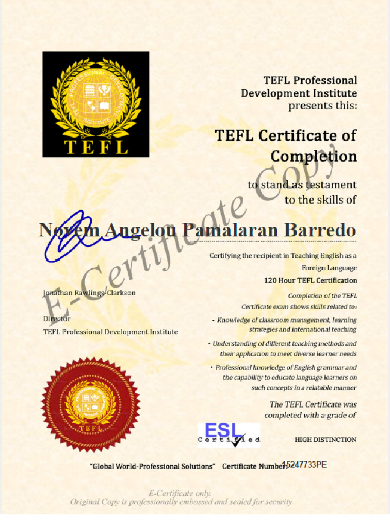 TEFL-additioanal Certificate | PDF