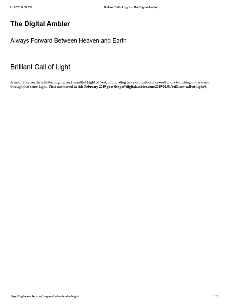 Brilliant Call of Light The Digital Ambler | PDF | Religious Belief And ...