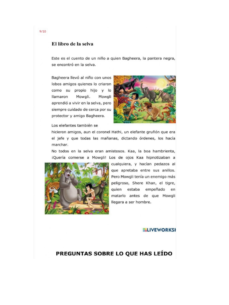 Cuento Clásico El Libro de La Selva | PDF