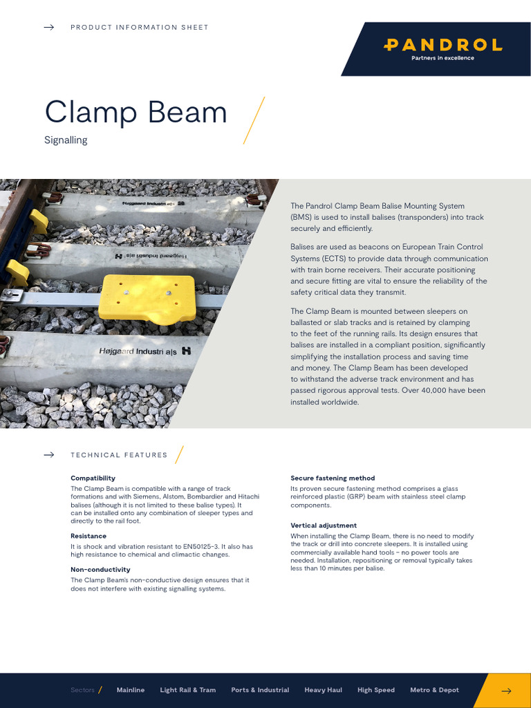 Pandrol Clamp Beam Balise System | PDF | Rail Infrastructure | Rail ...