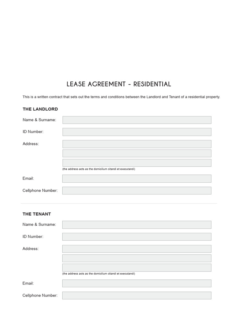Residential Lease Agreement Template | PDF | Lease | Leasehold Estate