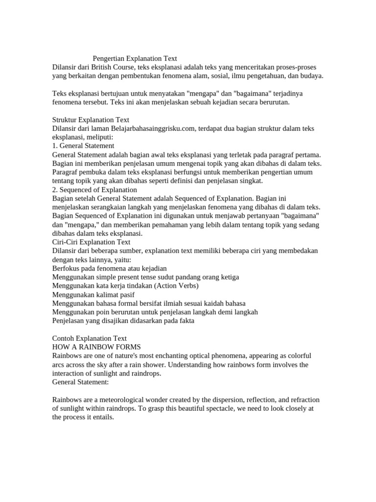 Pengertian Explanation Text | PDF