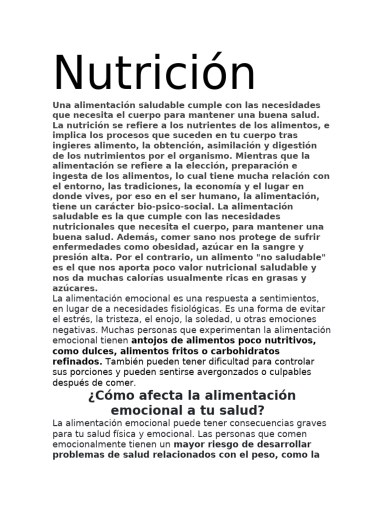 Nutrición y Alimentación Emocional | PDF | Nutrición | Dieta y nutrición